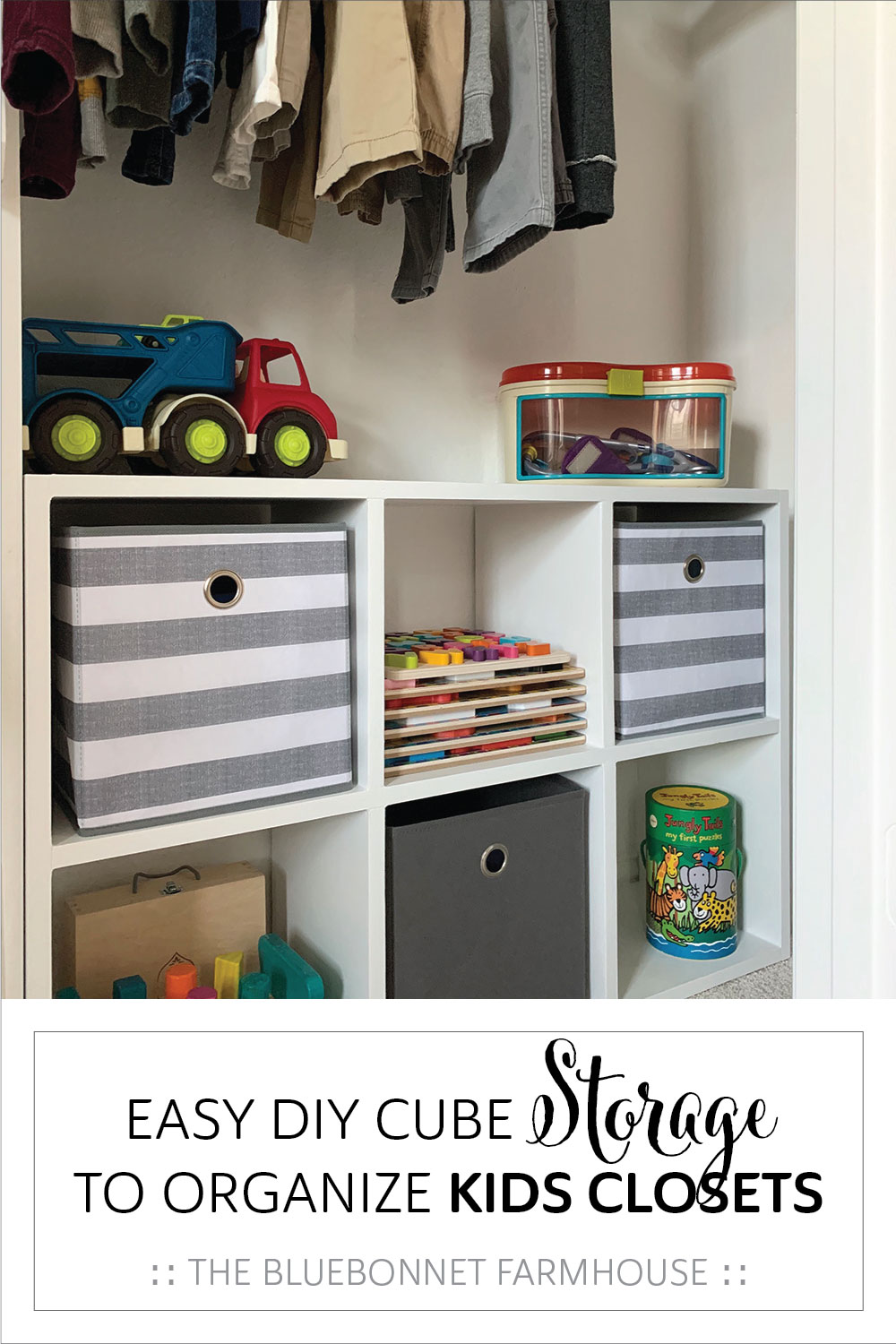 EASY DIY CUBE STORAGE TO ORGANIZE KIDS CLOSETS